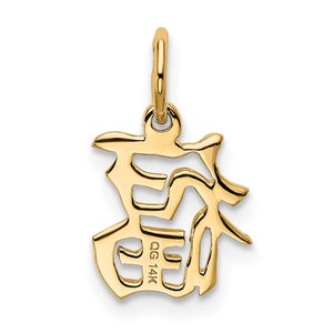 14K Gold Chinese 'good Luck' Symbol Charm Necklace Polished Fortune ...