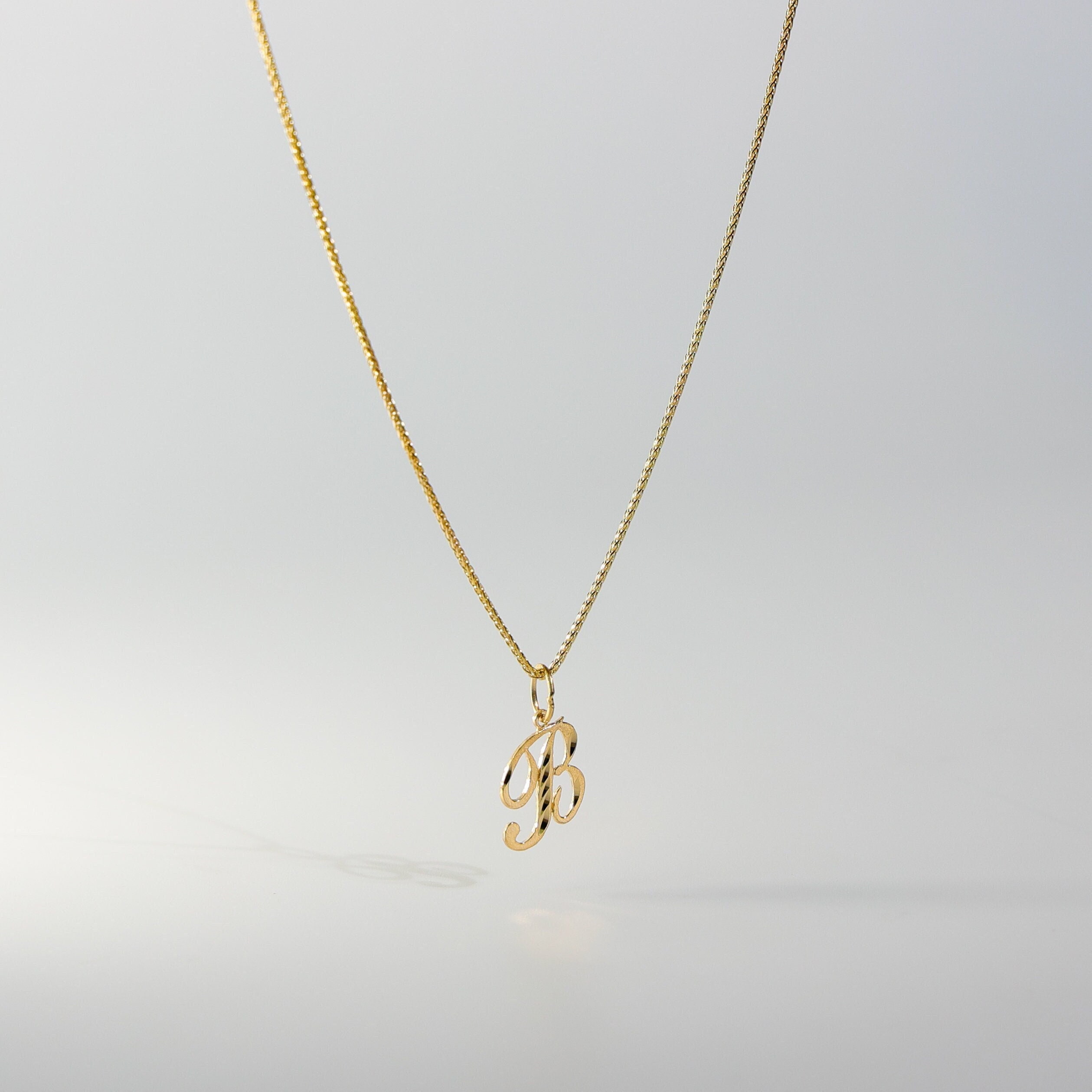 14k Gold b Initial Cursive Pendant Charm Gold - Etsy