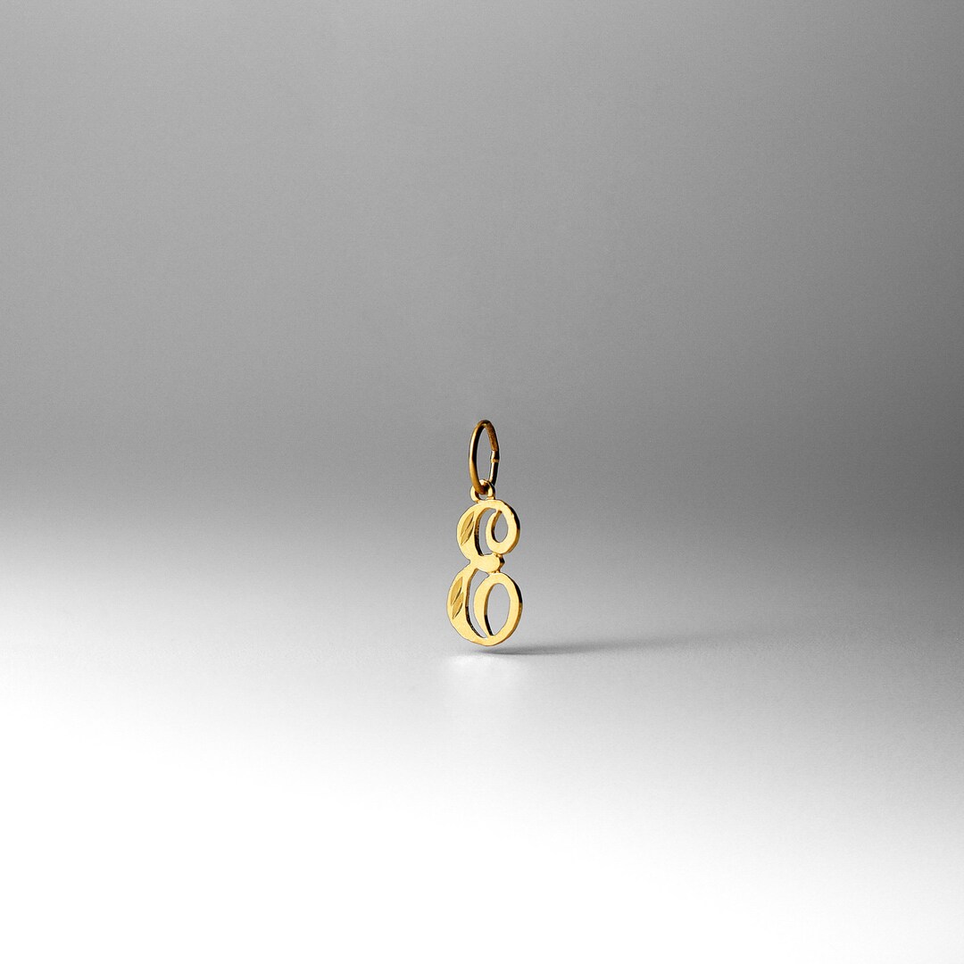 14k Gold e Initial Cursive Pendant Charm Gold Initial e Necklace Charm ...