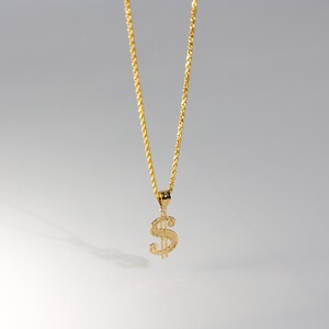14k Gold Dollar Sign Pendant Charm Real Gold Dollar Sign Necklace Charm ...