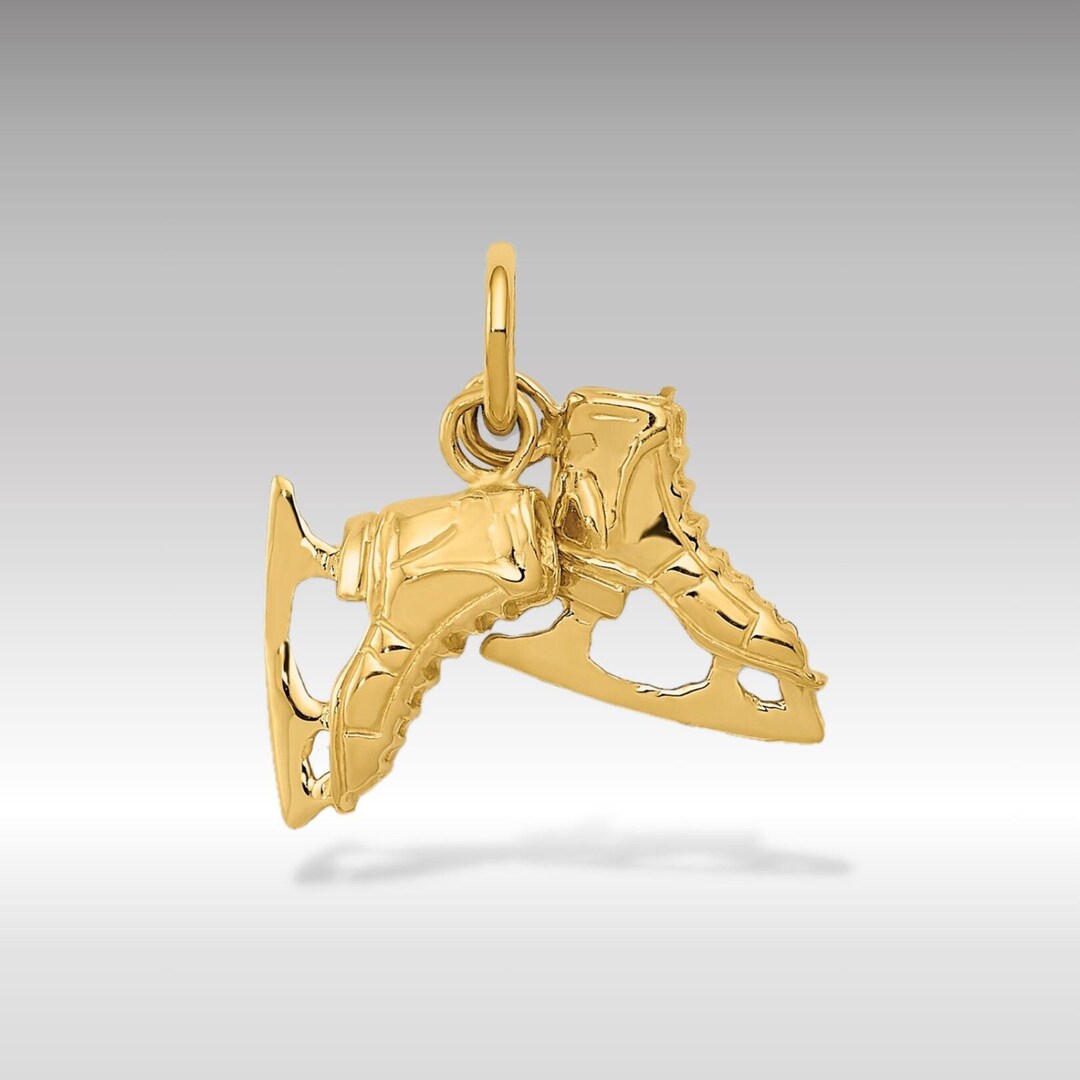 14K Gold Ice Skates Pendant Charm: Elegant 3D Skating Jewelry - Etsy
