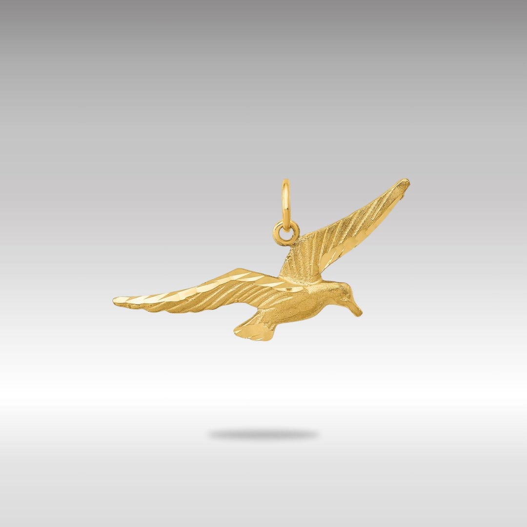 14K Gold Flying Seagull Pendant: Coastal Nautical Necklace - Etsy
