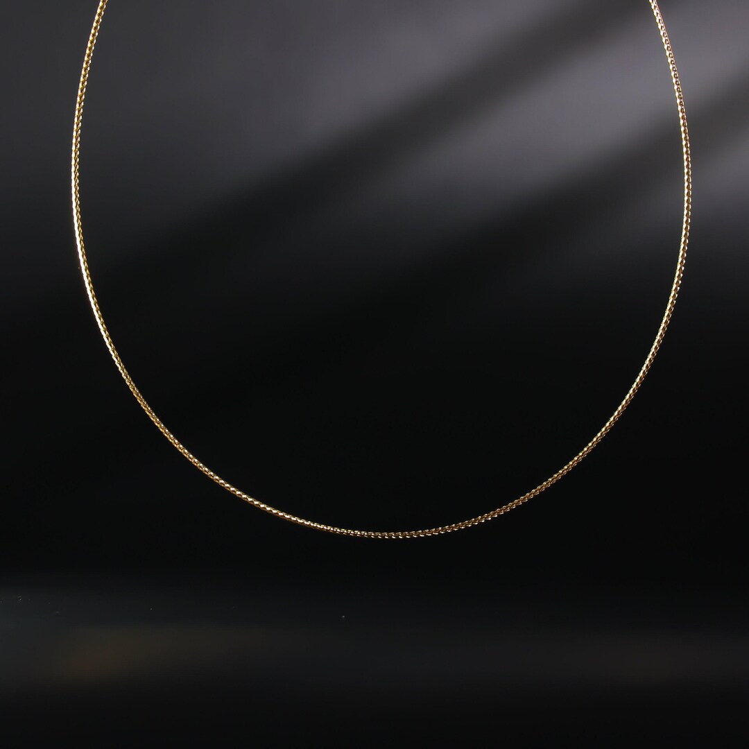 14K Gold Sparkle Omega Necklace- 1MM Thick 17 in Long Omega Chain ...