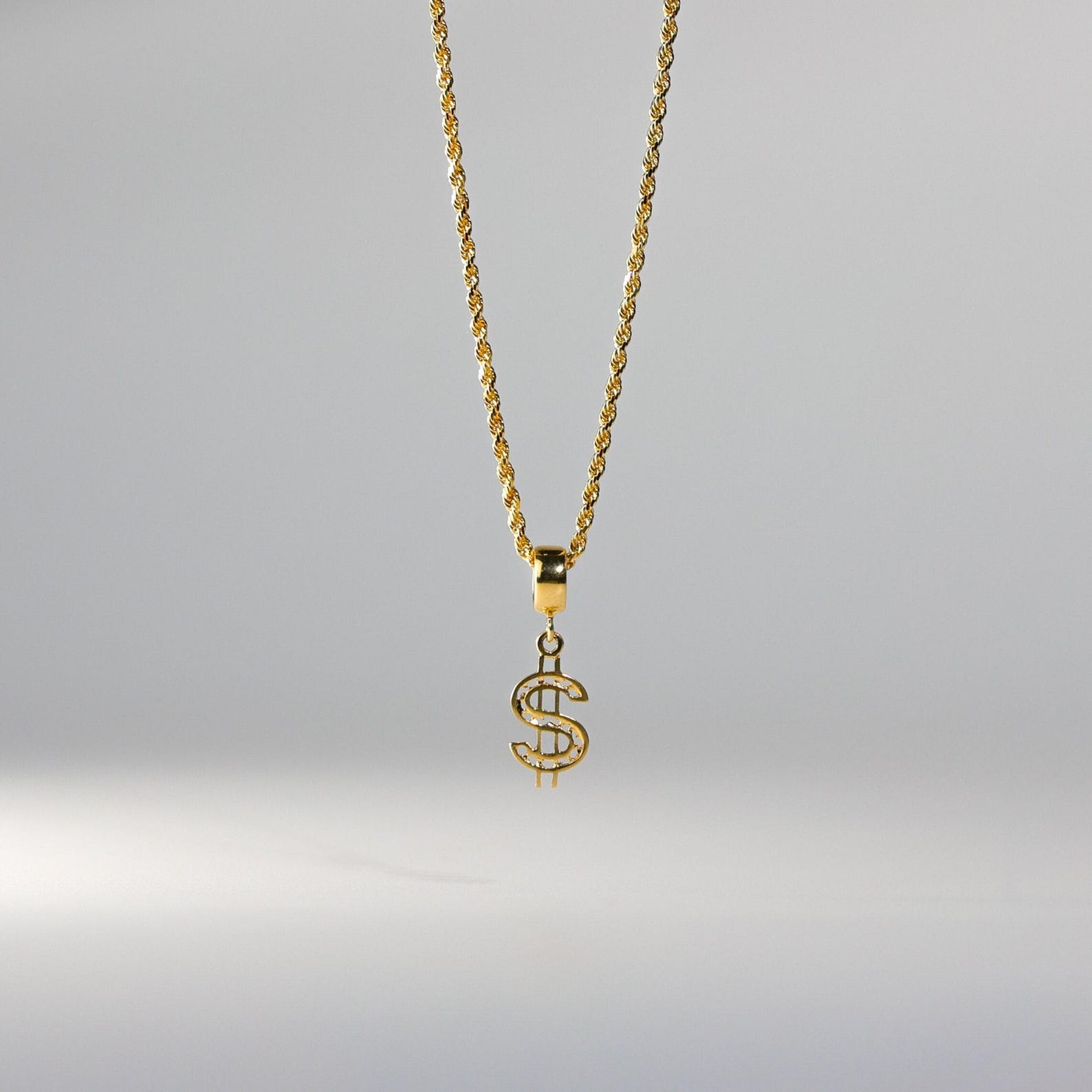 14k Gold Dollar Sign Pendant Charm- Real Gold Dollar Sign Necklace ...