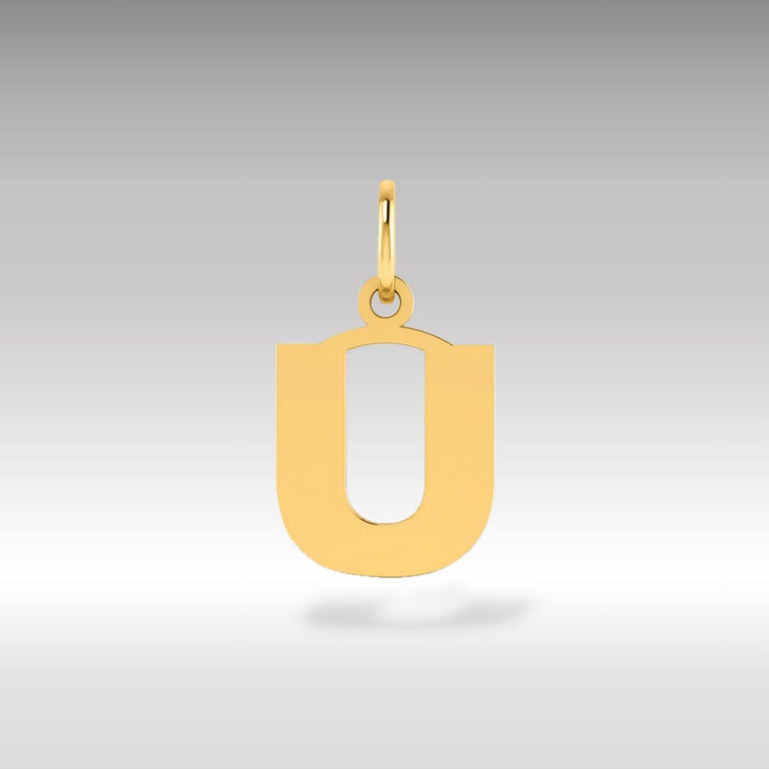 14K Gold Block Letter "u" Initial Pendant - Dainty Personalized Pendant ...