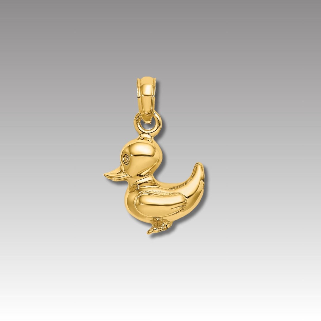 14K Gold 3D Duckling Pendant Charm Real Gold Charming Waterfowl ...