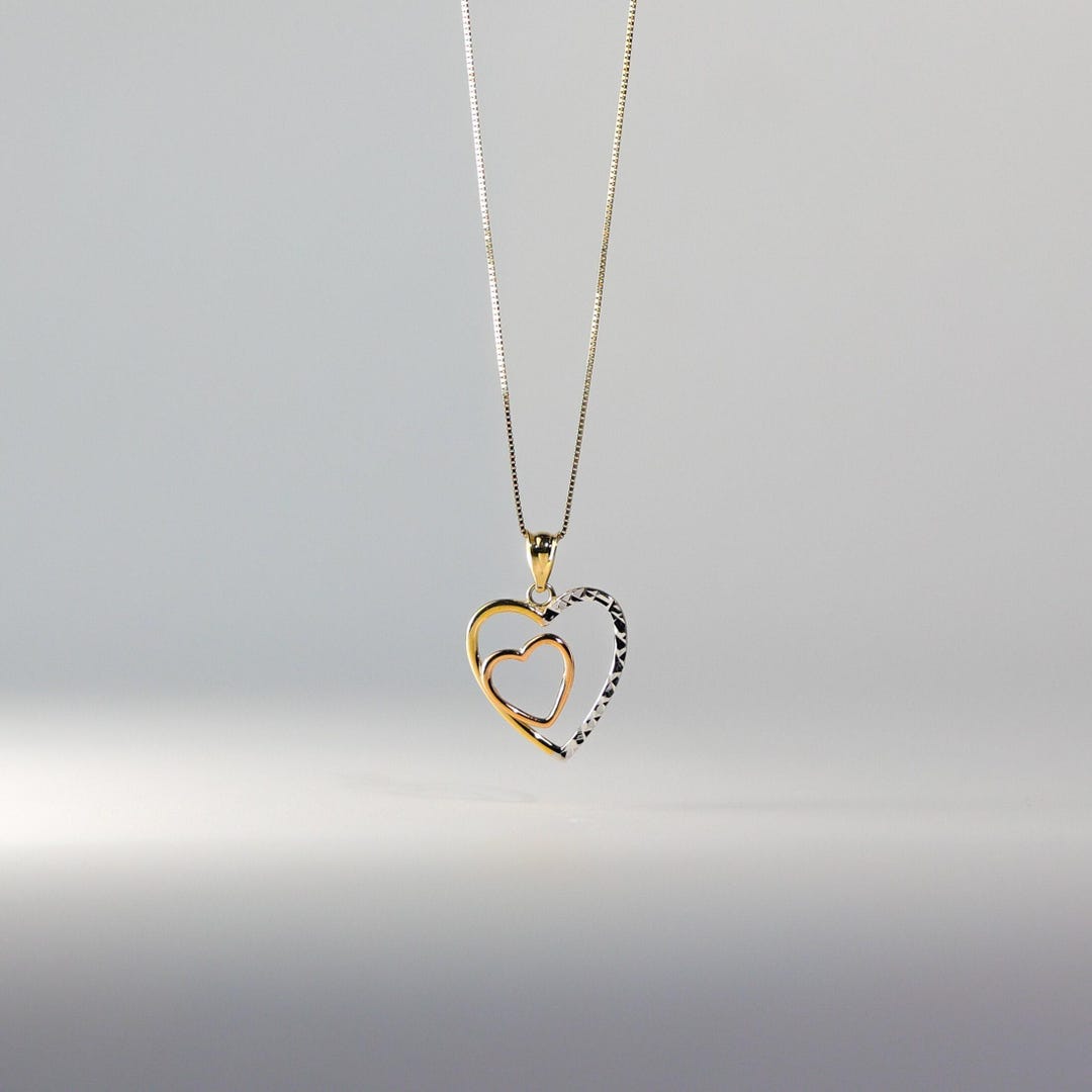 14K Gold Heart Pendant- Gold Double Heart Necklace Charm for Her - Etsy