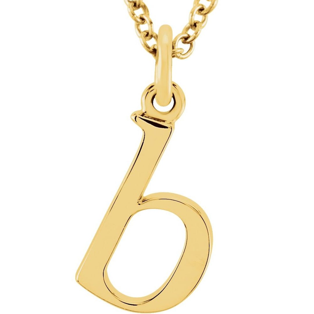 14K Gold Dainty Lowercase 'b' Initial Choker Necklace Elegant Gold 'b ...
