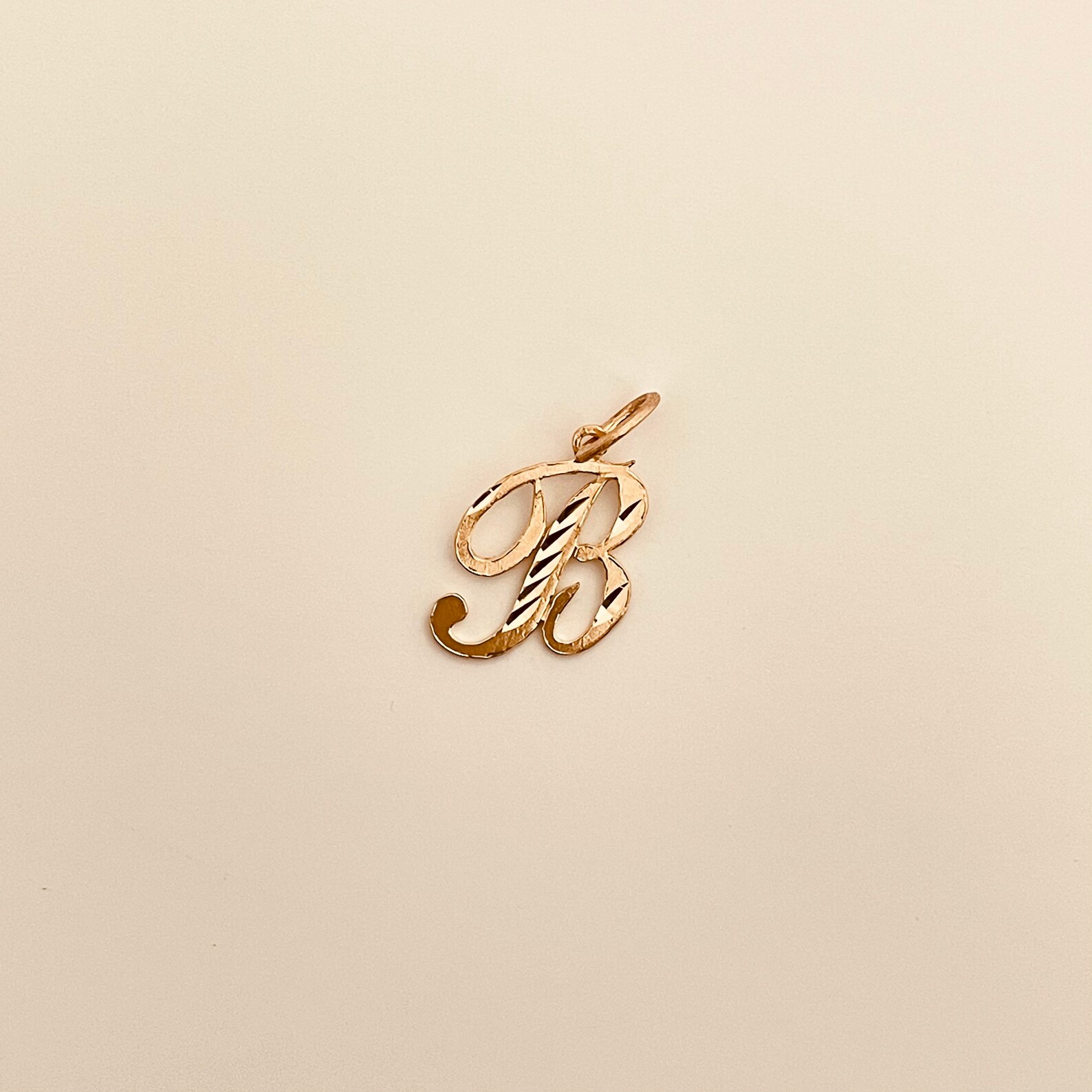 14k Gold b Initial Cursive Pendant Charm Gold - Etsy
