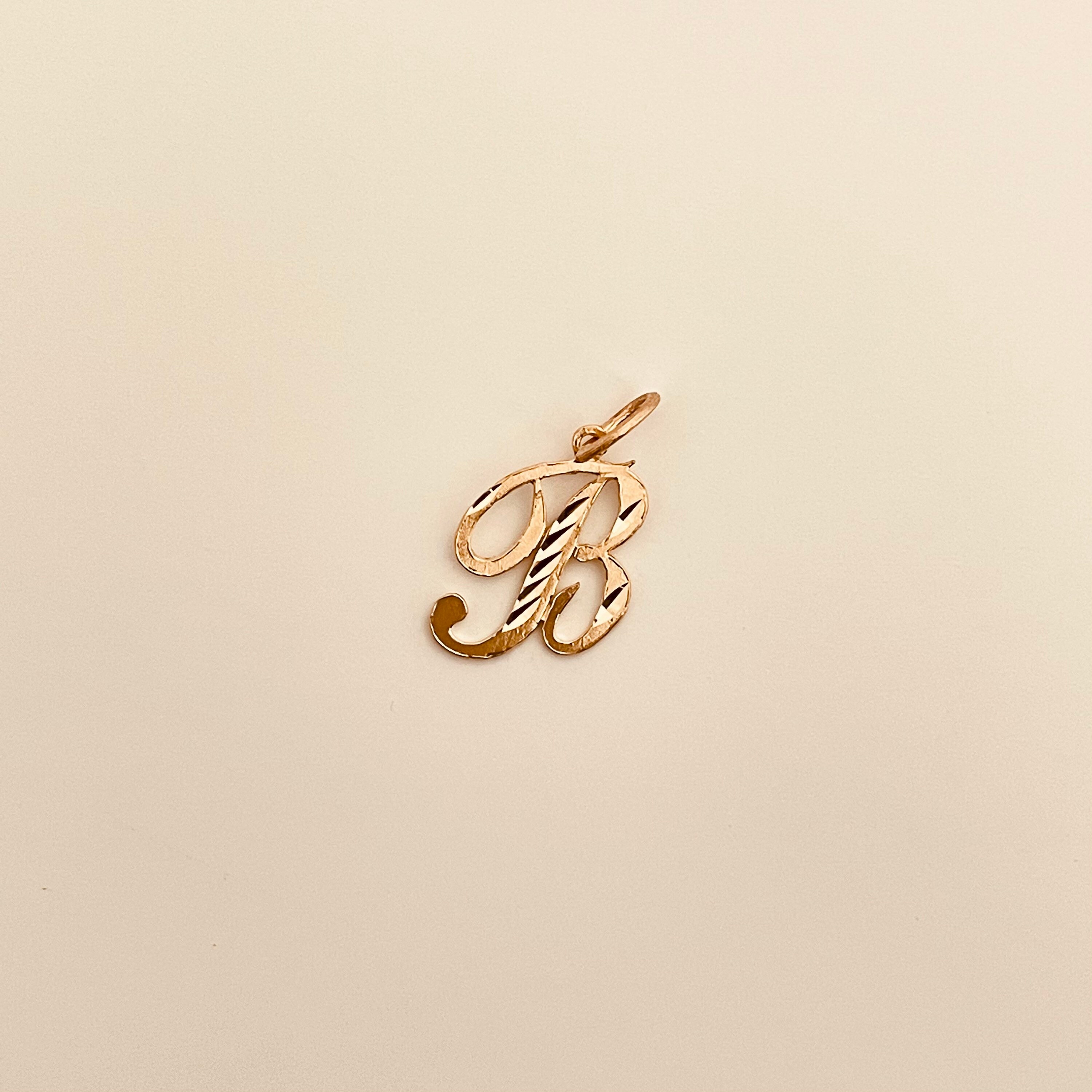 14k Gold b Initial Cursive Pendant Charm Gold - Etsy