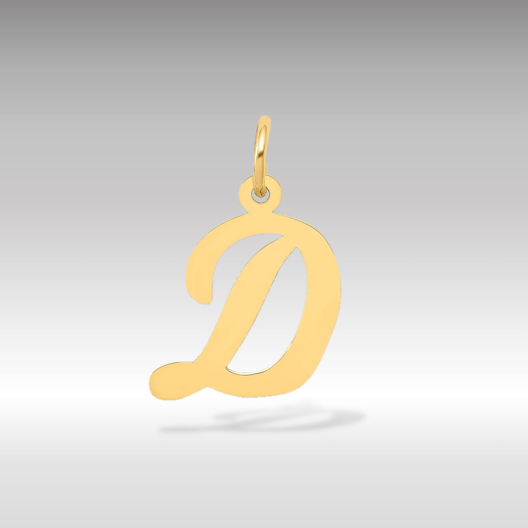 14K Gold Script Letter d Initial Pendant Dainty Personalized Pendant ...