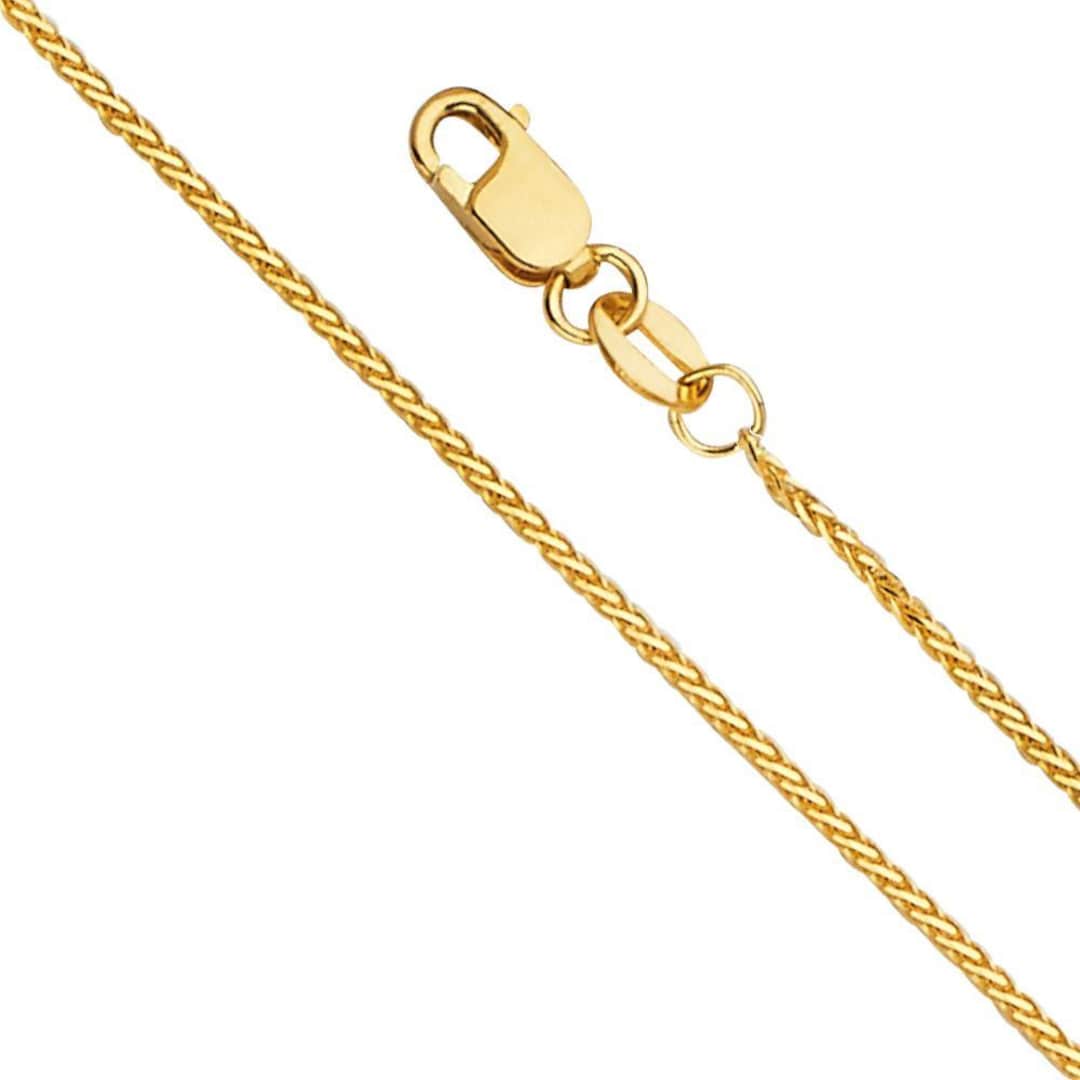 1mm 14k Solid Gold Wheat Link Chain- 14k Gold Wheat Chain Necklace - Etsy