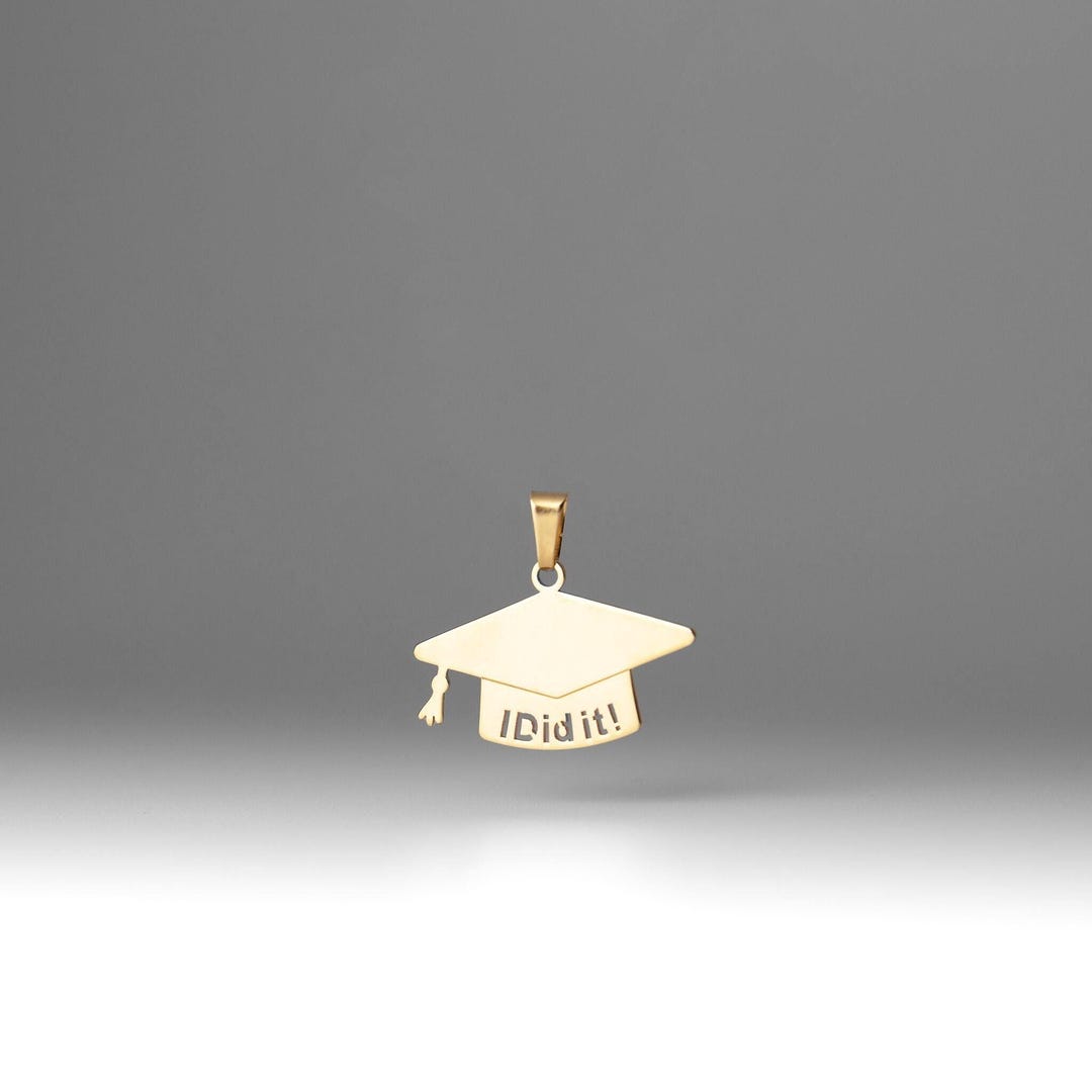 14K Gold Graduation Cap Pendant Necklace – 'I Did It!' – Celebratory ...