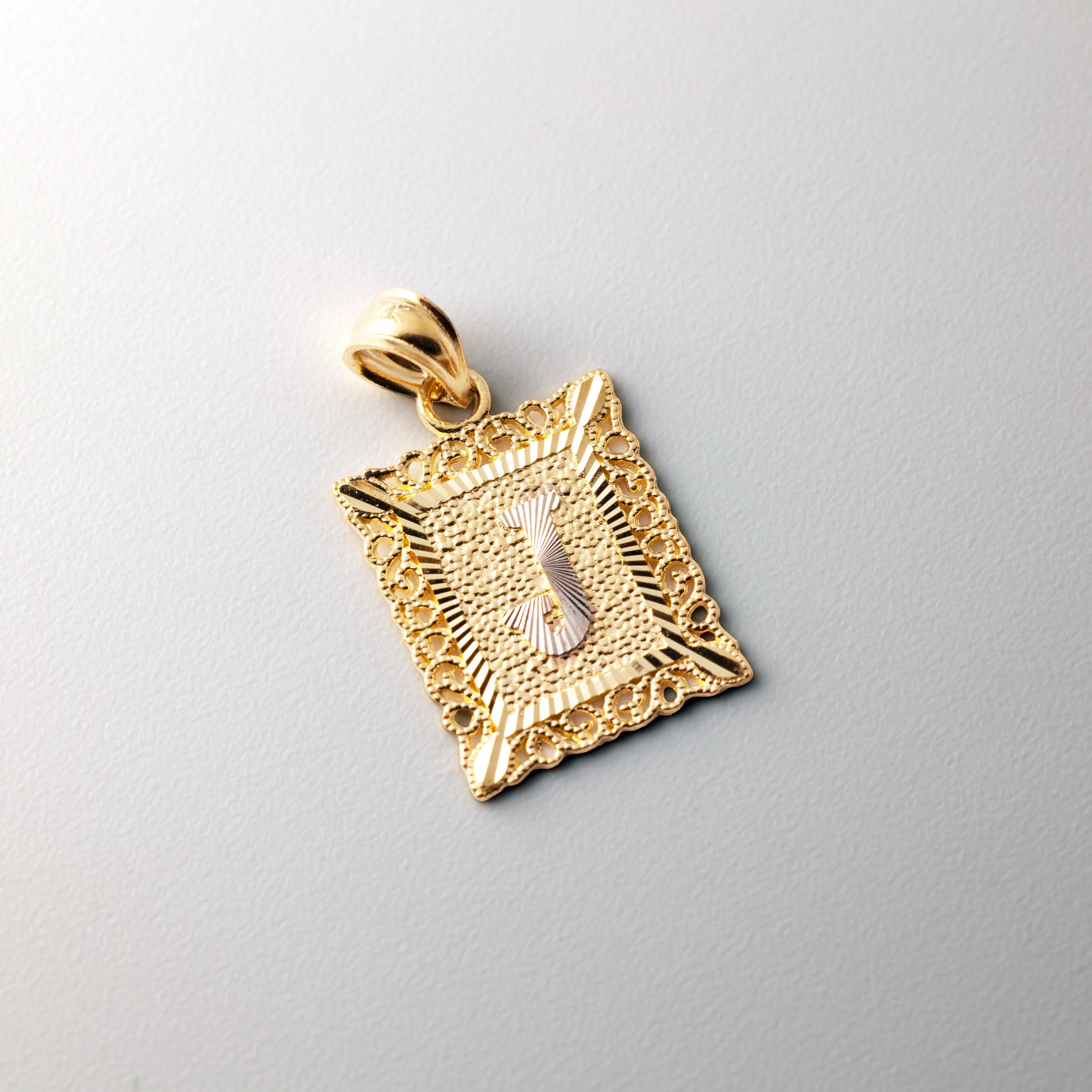 14k Real Gold Initial "j" Pendant/charm- Gold Letter Square "j" Pendant ...