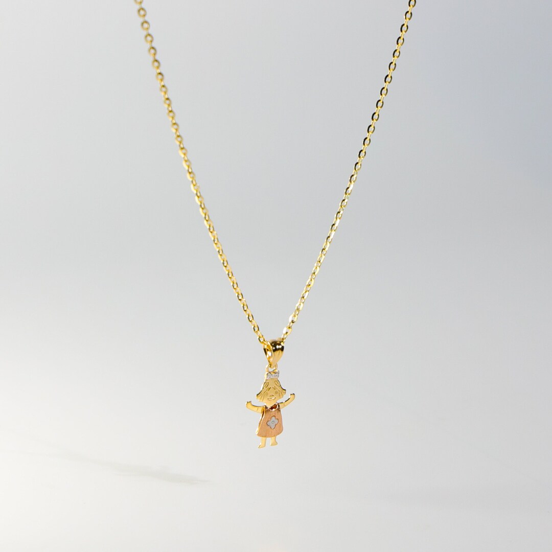 14k Gold Happy Girl Pendant Charm-gold Happy Girl Necklace Charm for ...