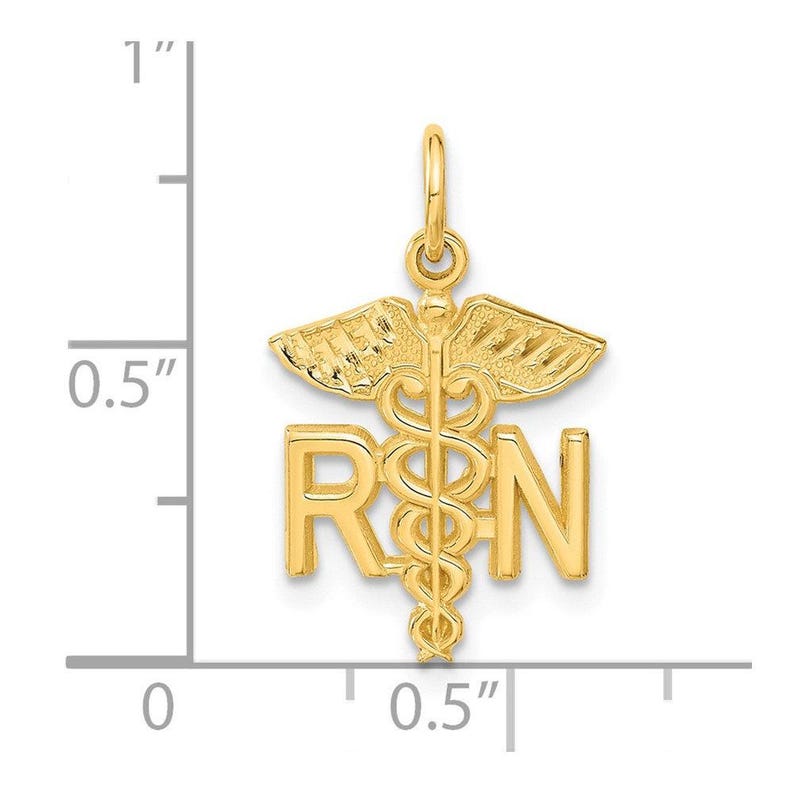 14K Gold RN Caduceus Necklace: Medical Nurse Jewelry Gift - Etsy