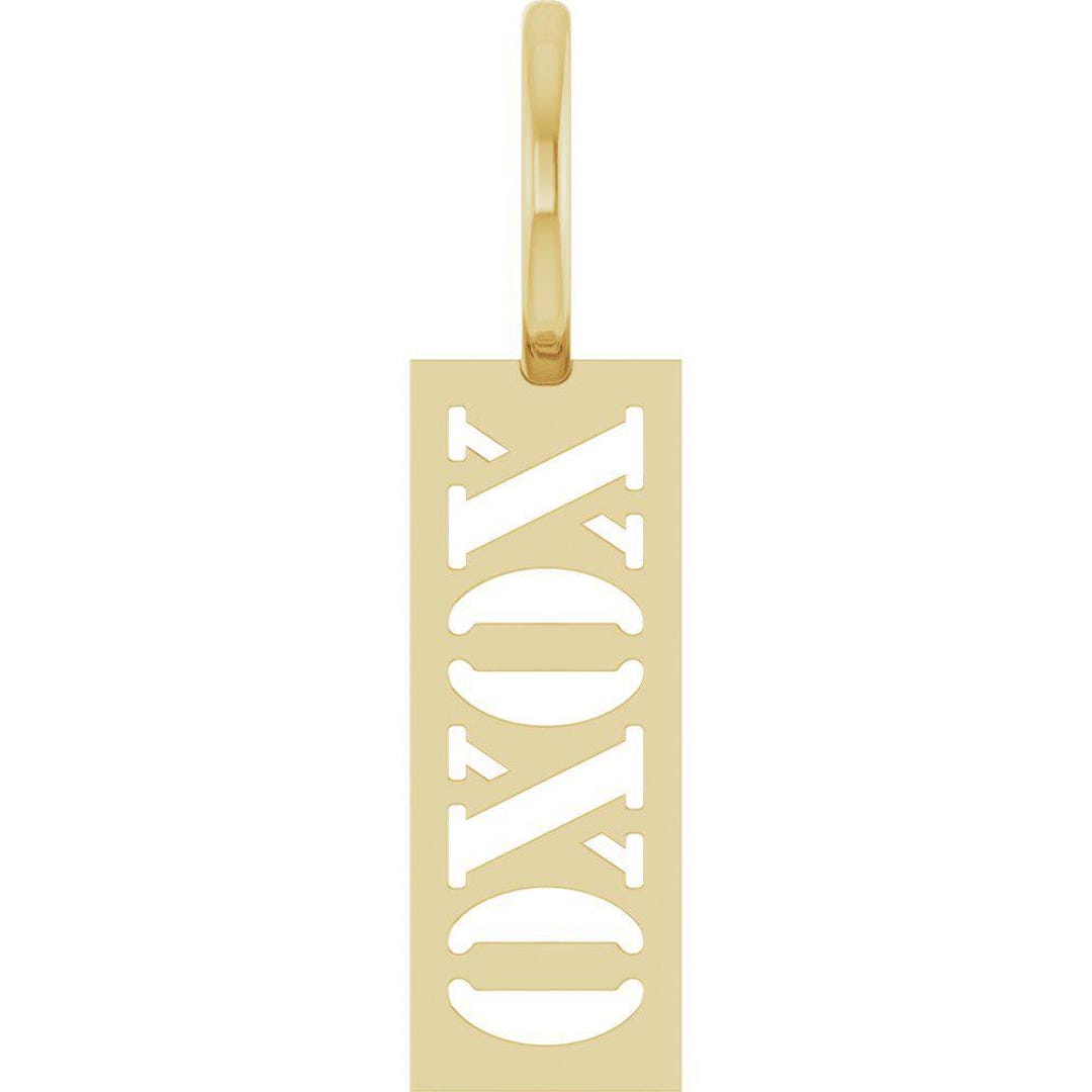 14K Gold XOXO Pendant Necklace - Elegant Hugs and Kisses Vertical Bar ...