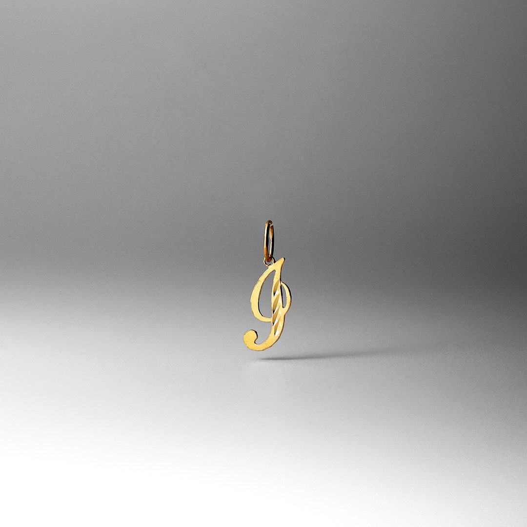14k Gold i Initial Cursive Pendant Charm Gold Initial i Necklace Charm ...