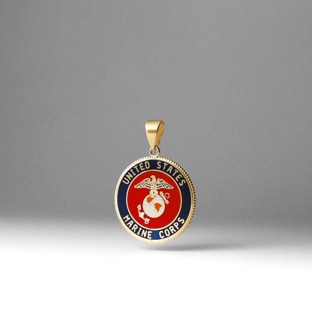 14K Gold US Marine Corps Pendant Necklace: Military Pride Jewelry - Etsy