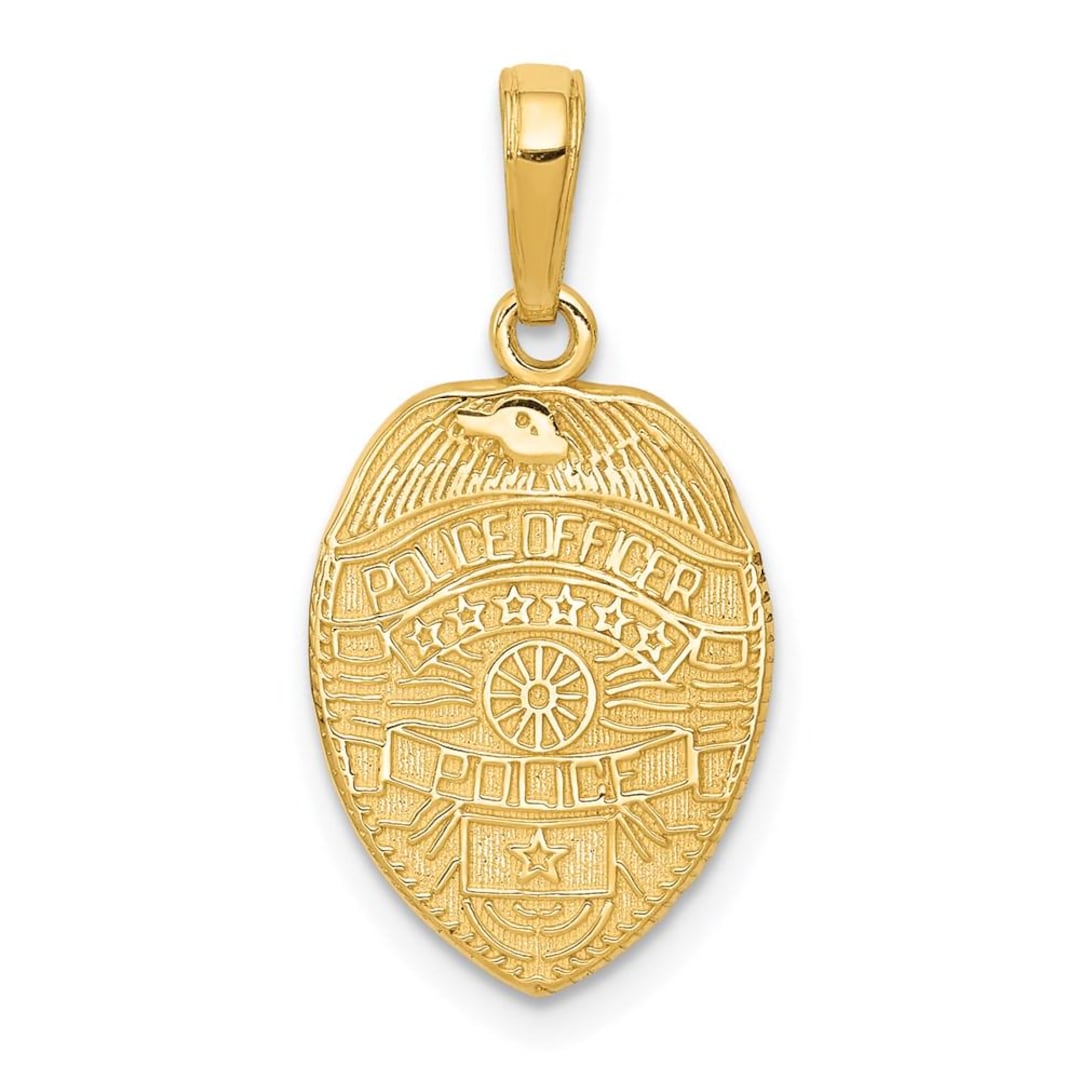 14k Gold Police Officer Badge Pendant – Real Gold Law Enforcement ...