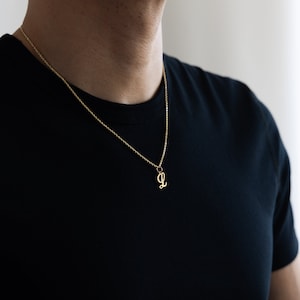 14k Gold l Initial Cursive Pendant Charm Gold Initial l Necklace Charm ...