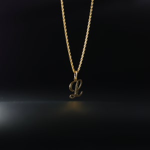 14k Gold l Initial Cursive Pendant Charm Gold - Etsy