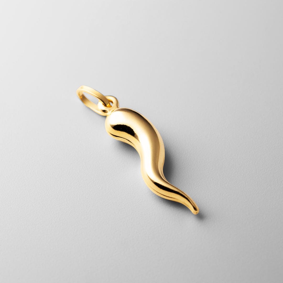 14k Real Gold Cornicello Italian Horn Pendant/charm- Gold Cornicello ...