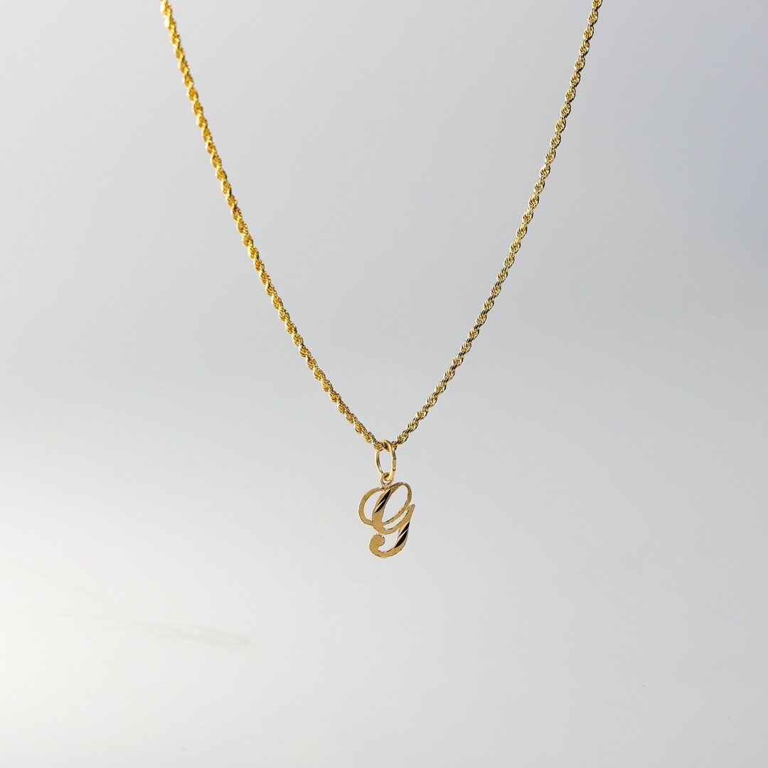 14k Gold g Initial Cursive Pendant Charm Gold Initial g Necklace Charm ...