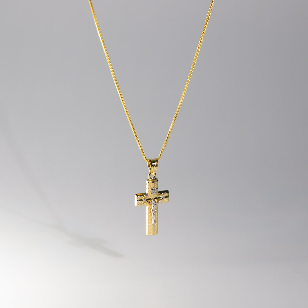 14k Gold Jesus Crucifix Pendant Real Gold Cross Necklace Charm Fine ...