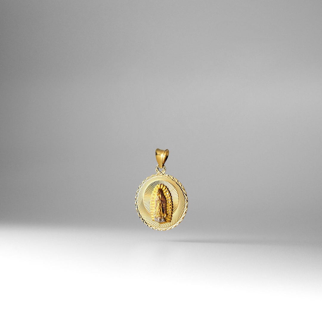 14k Gold Virgin Mary Stamp Pendant Charm- Real Gold Guadlupe Stamp ...