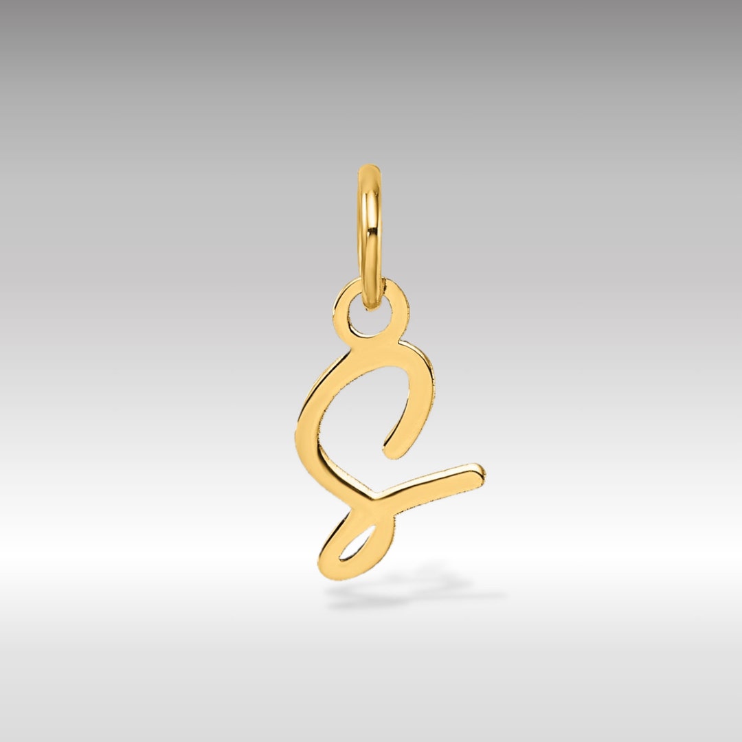 14K Gold Small Script Letter s Initial Pendant Dainty Personalized ...