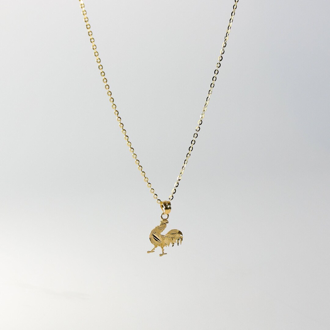 14K Solid Gold Rooster Pendant – Real Gold Chicken Necklace, Luxury ...