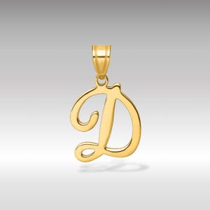 14K Gold Large Letter "d" Script Initial Pendant - Dainty Personalized ...