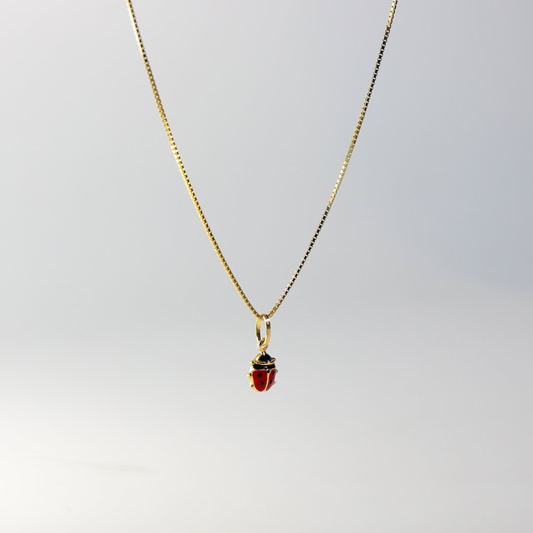 14k Gold Lady Bug Pendant Charm Real Gold Tiny Lady Bug Necklace Charm ...