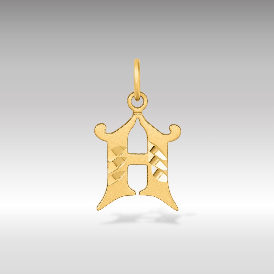 14K Gold Elegant Letter 'H' Charm Pendant Fine Jewelry Personalized ...
