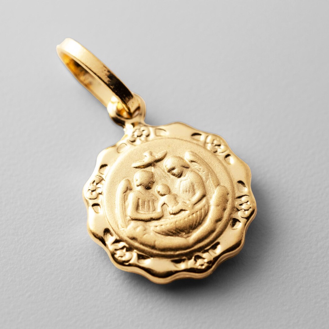 14k Gold Baptism Pendant Charm- Real Gold Baptism Necklace Charm - Etsy