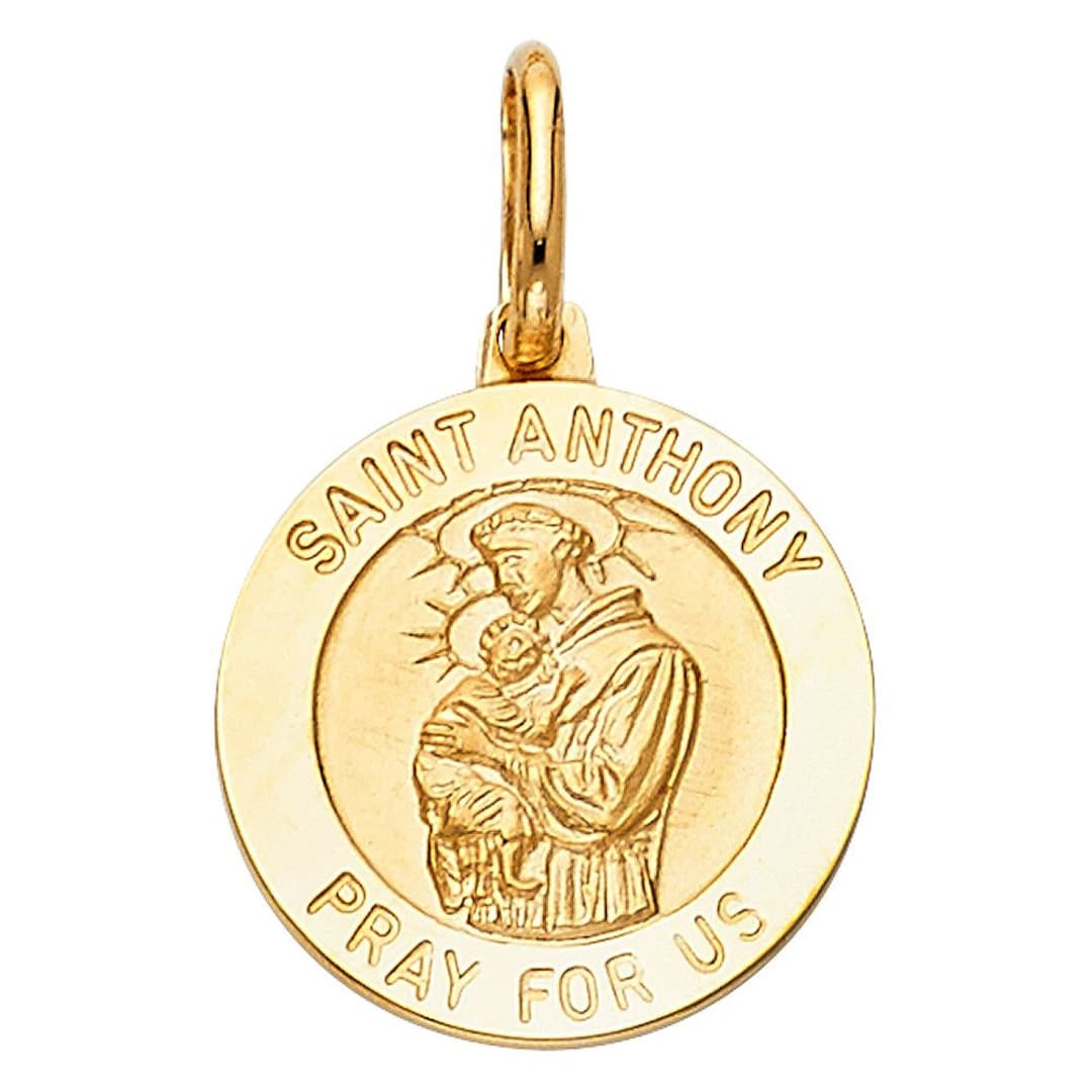 Solid 14k Gold St. Anthony Medal Pendant Charm-real Gold St. Anthony ...
