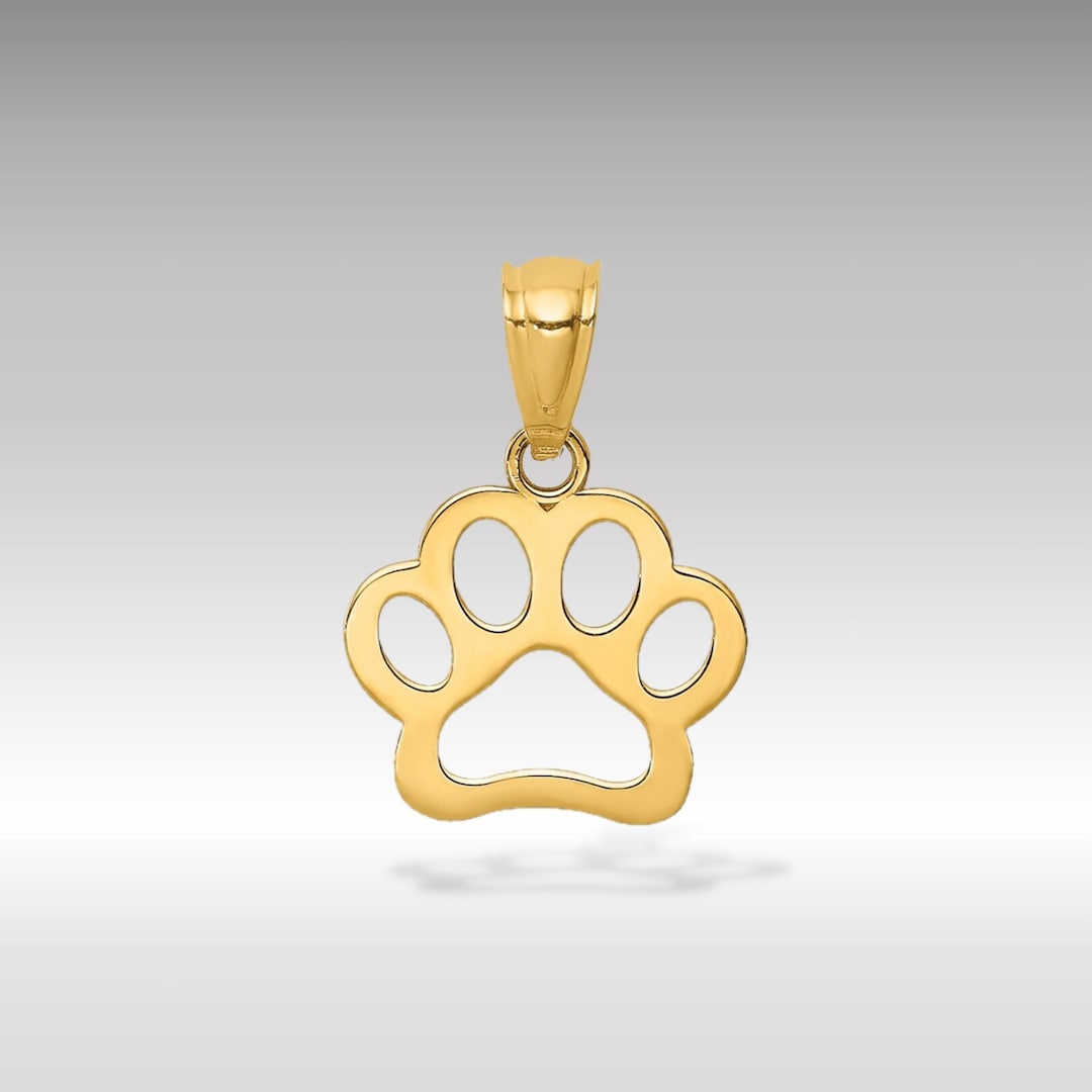 14K Gold Dog Paw Pendant Charm Real Gold Heartwarming Pet Lover ...