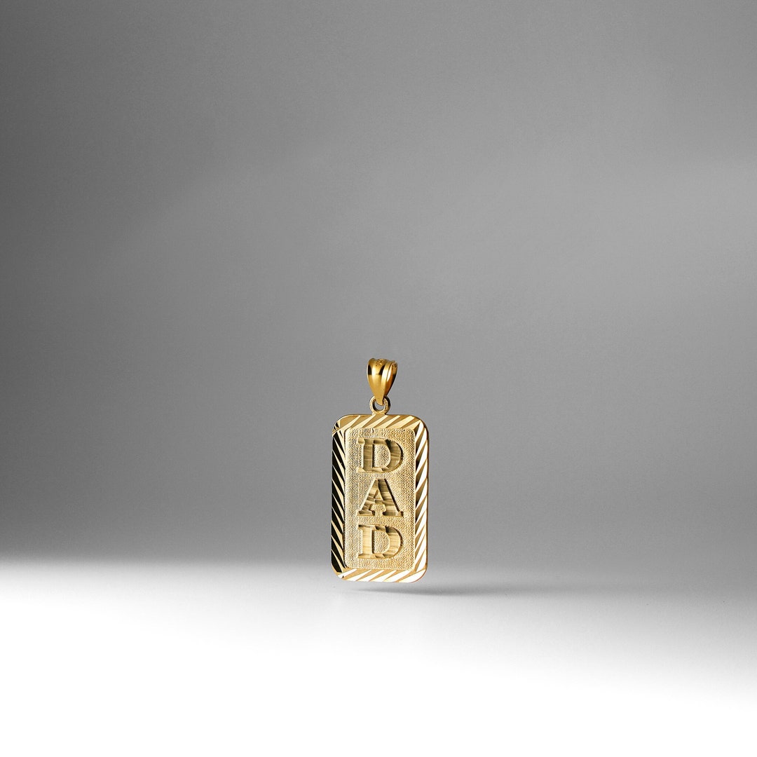 14K Gold Dad Plate Pendant- Gold Plate Dad Necklace Charm Pendant ...