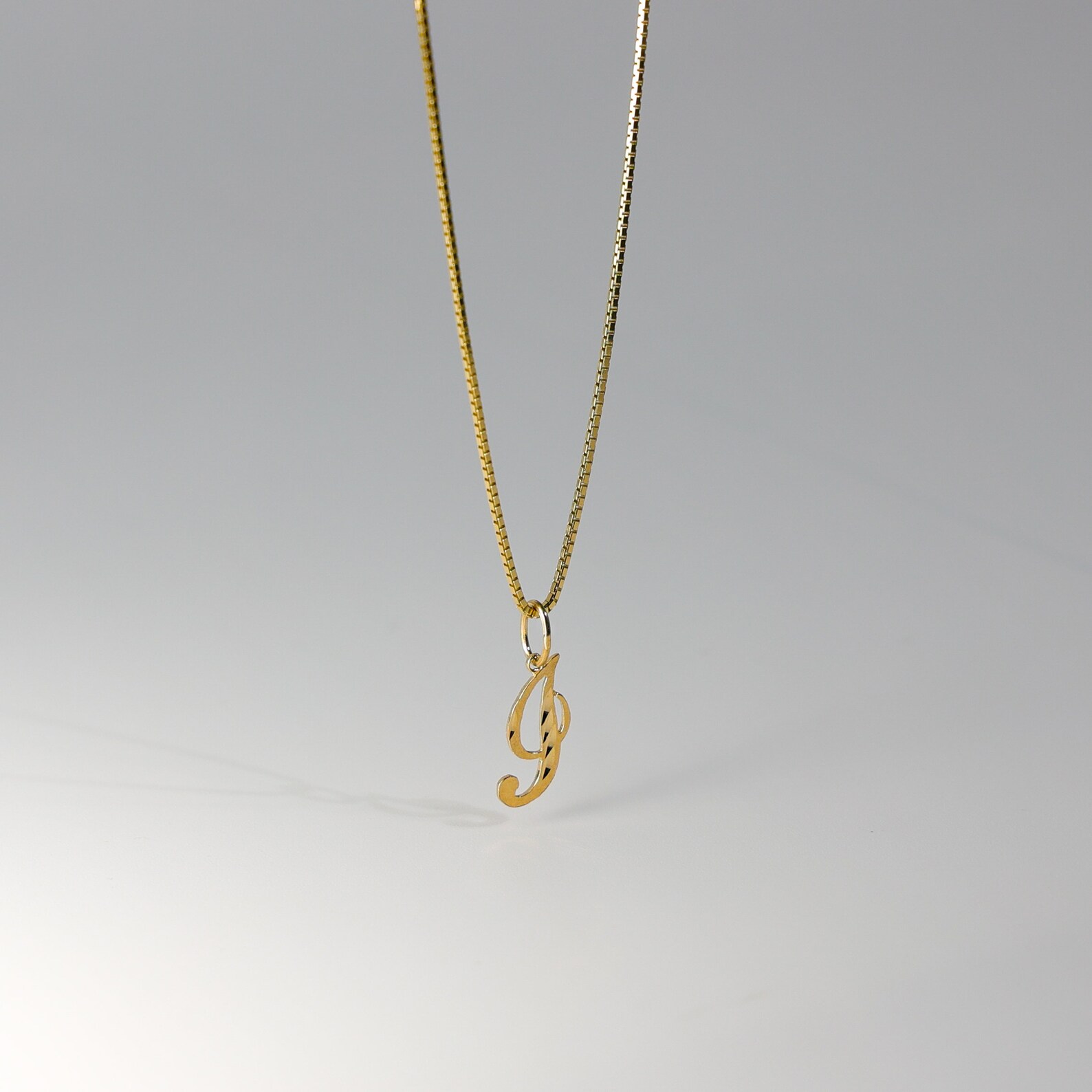 14k Gold i Initial Cursive Pendant Charm Gold - Etsy