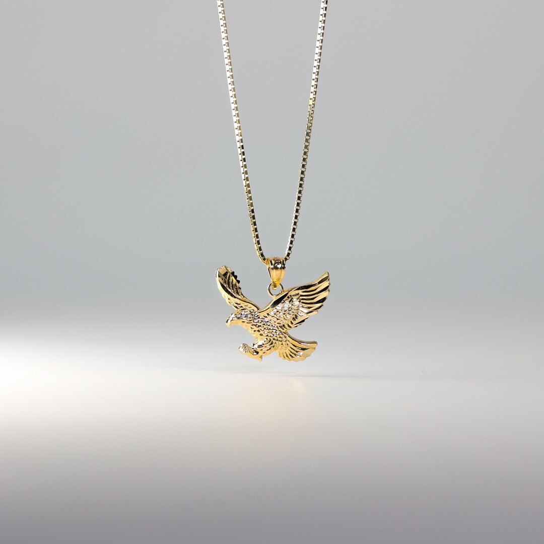 14k Gold Eagle Pendant Real Gold Eagle Necklace Charm Gold Eagle ...