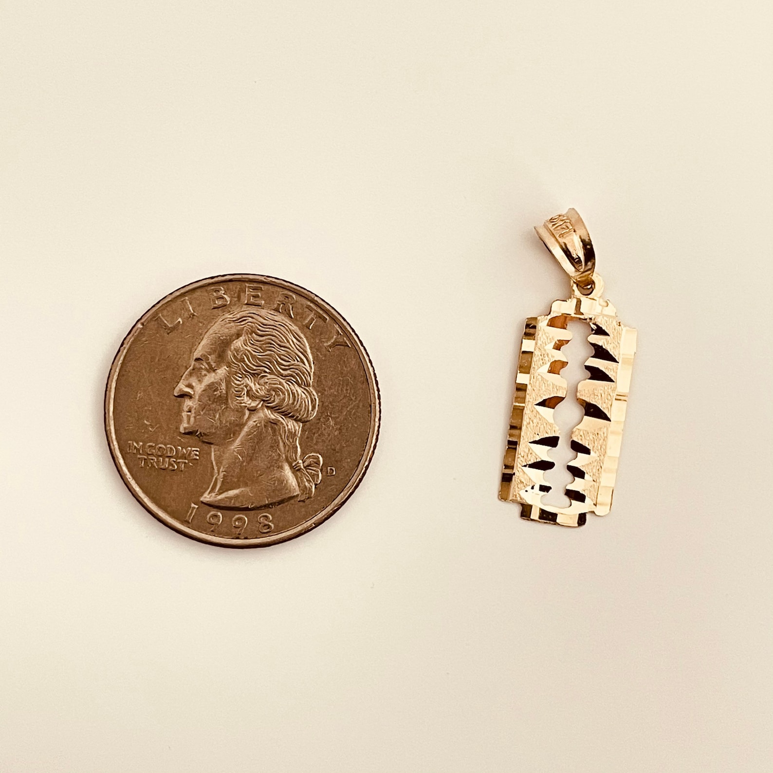 14k Real Gold Razor Blade Pendant/Charm Real Gold Razor Blade | Etsy