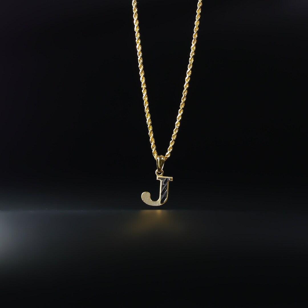14k Gold j Initial Pendant Charm Gold Block J Initial Necklace Charm - Etsy