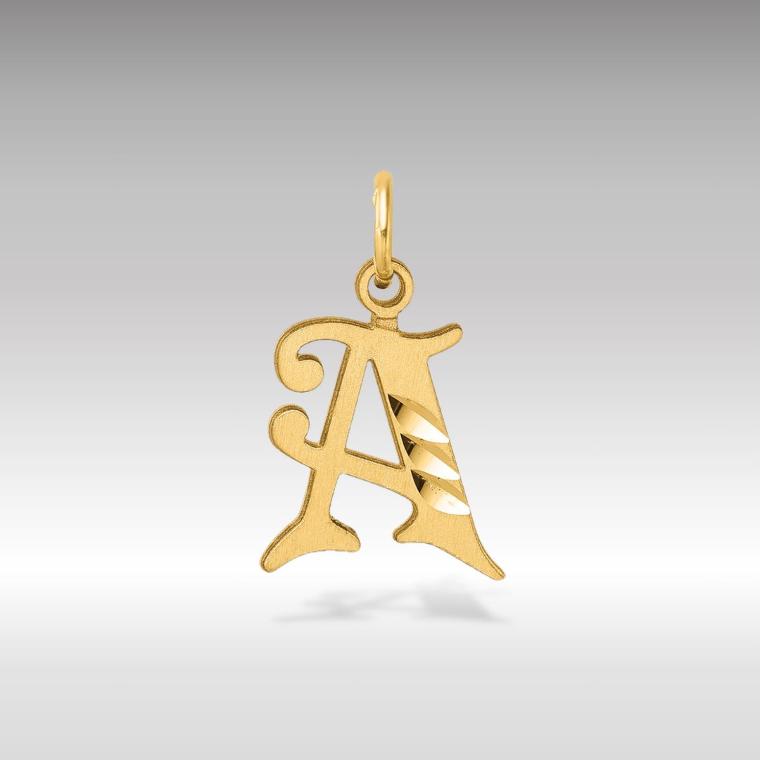 14K Gold Elegant Letter 'A' Charm Pendant Fine Jewelry Personalized ...