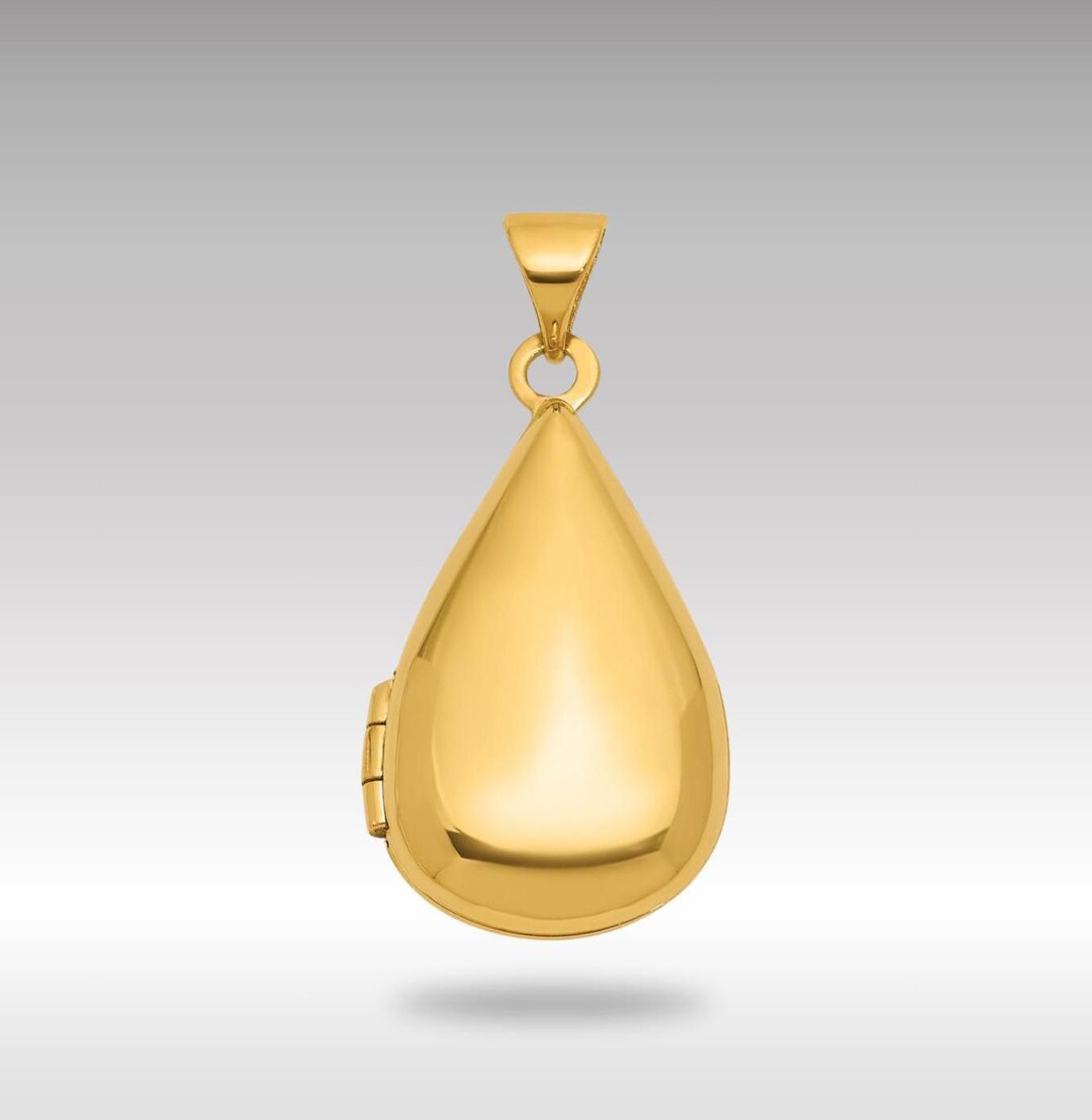 14K Gold Teardrop Locket: Minimalist Polished Pendant (21x13mm) - Etsy