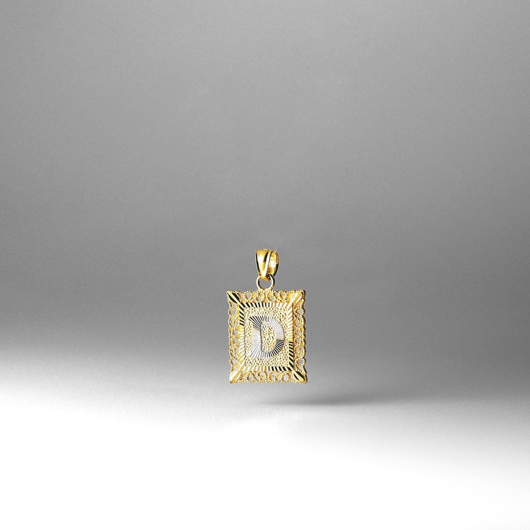 14k Gold "d" Initial Square Pendant/charm- Gold D Initial Chain ...