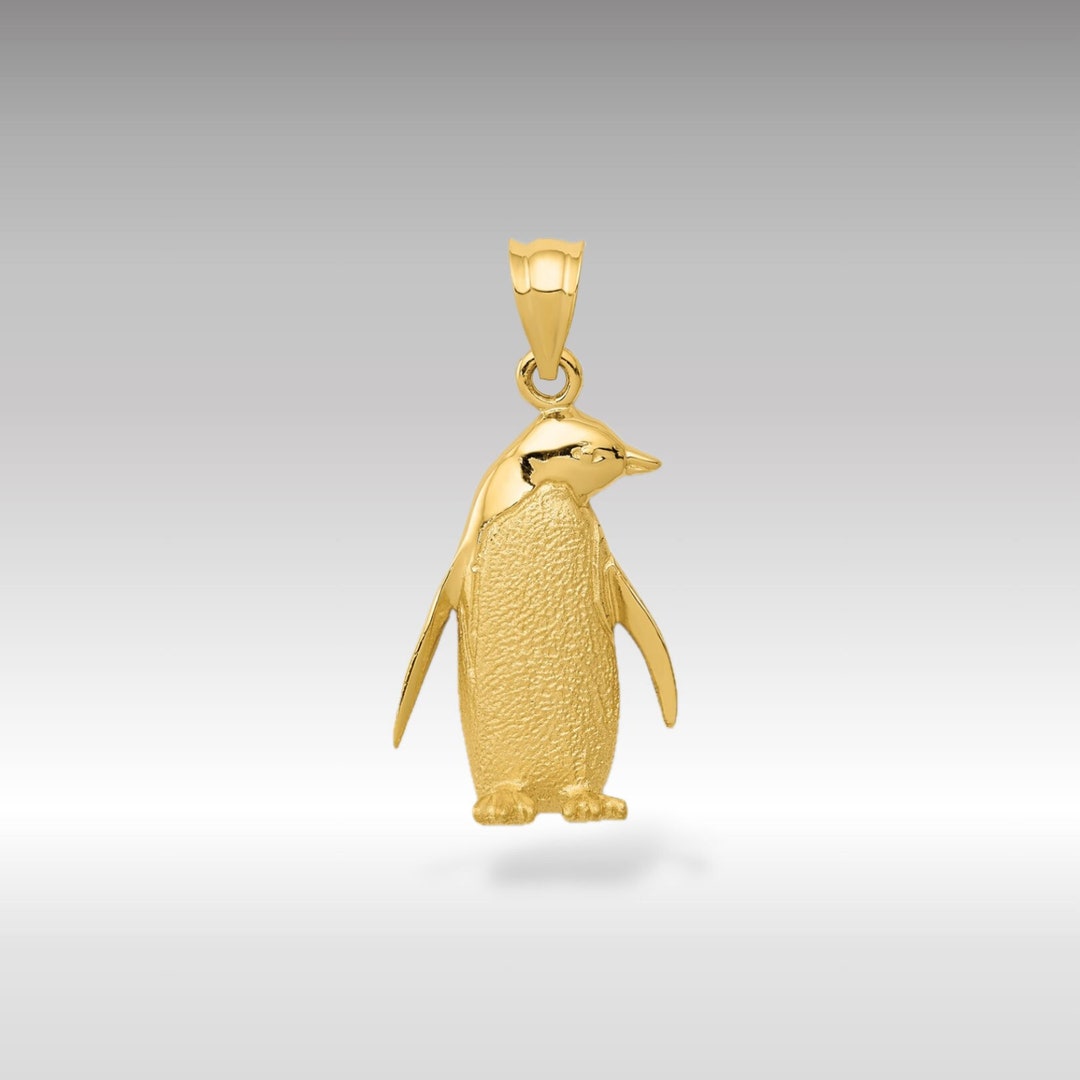 14k Gold Adorable Penguin Pendant Charm Charming and Elegant Wildlife ...