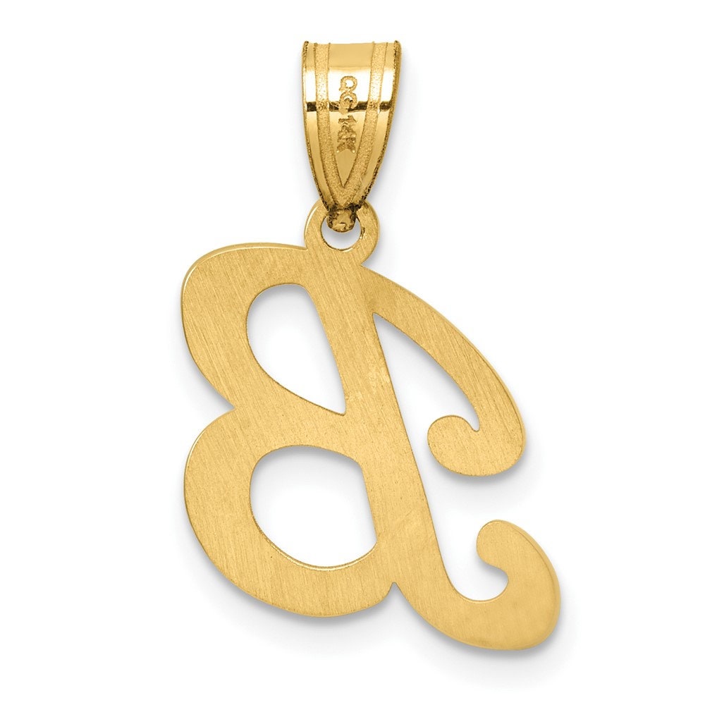 14K Gold Large Letter b Script Initial Pendant Dainty Personalized Pendant for Elegant Everyday Wear Script Letter b Charm Necklace Etsy