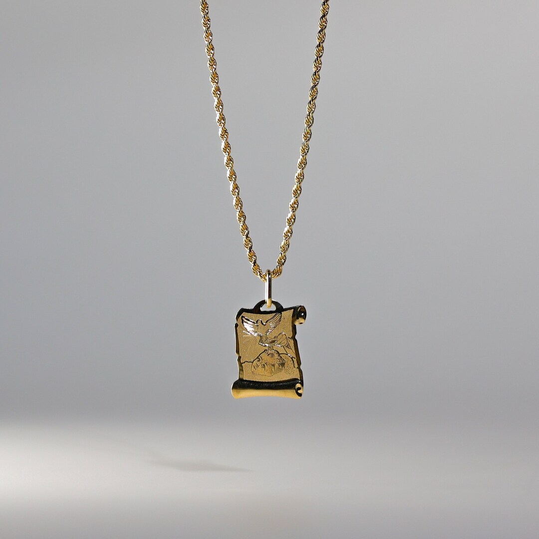 14k Gold Baby Baptism Plate Pendant Charm Real Gold Baptism Necklace ...