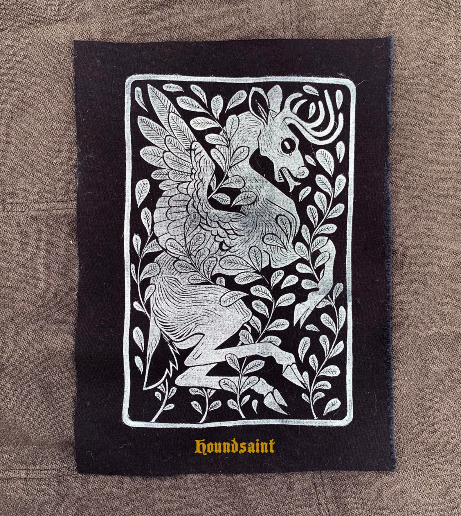 Blockprint Patch: Heraldic Deer Peryton | Etsy
